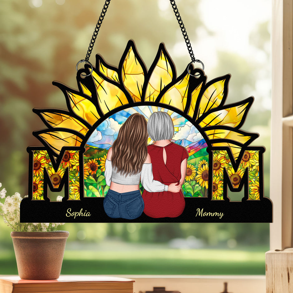 Mom - Sunflower Version - Personalized Window Hanging Suncatcher Ornament – Macorner