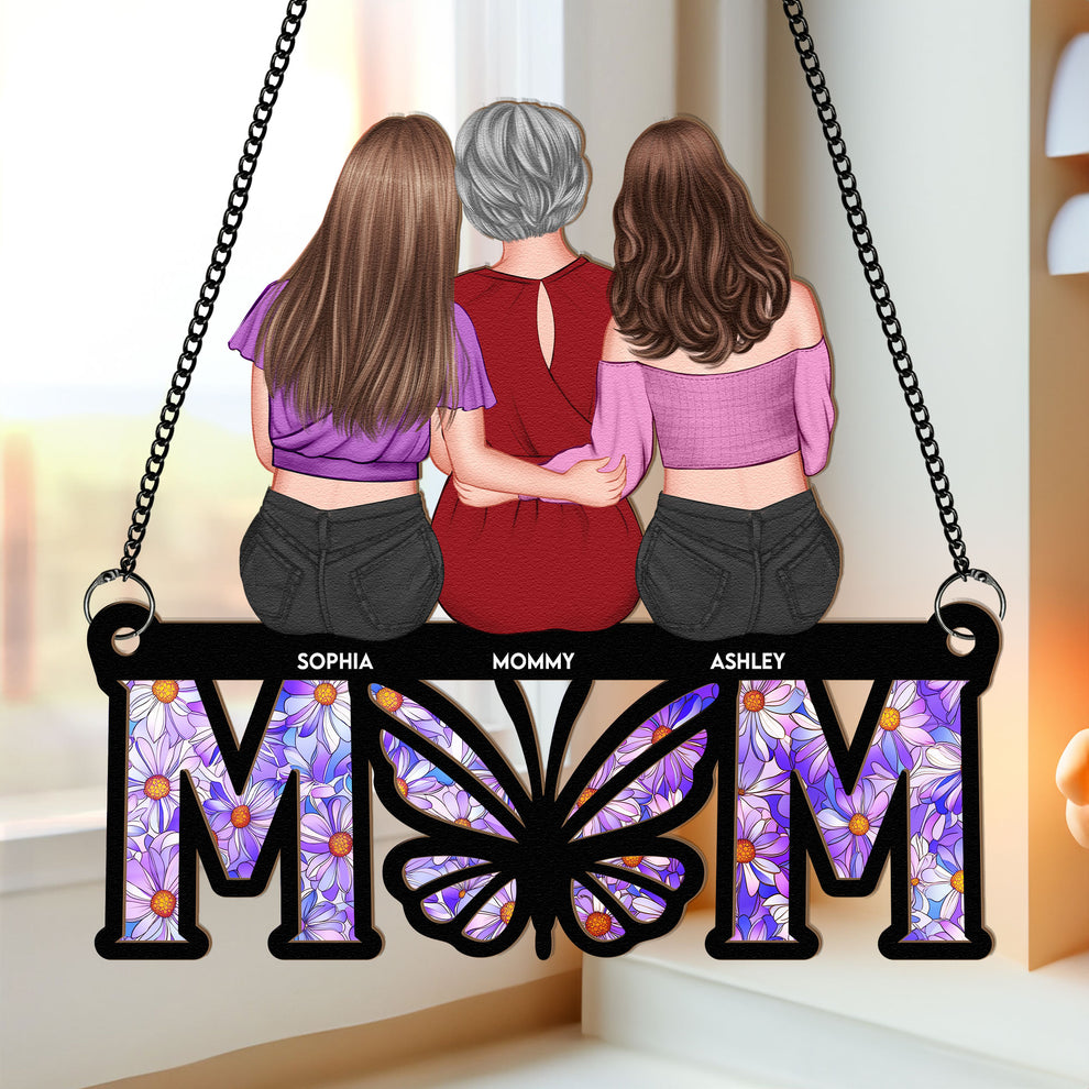 Mom & Her Children - Personalized Window Hanging Suncatcher Ornament ...