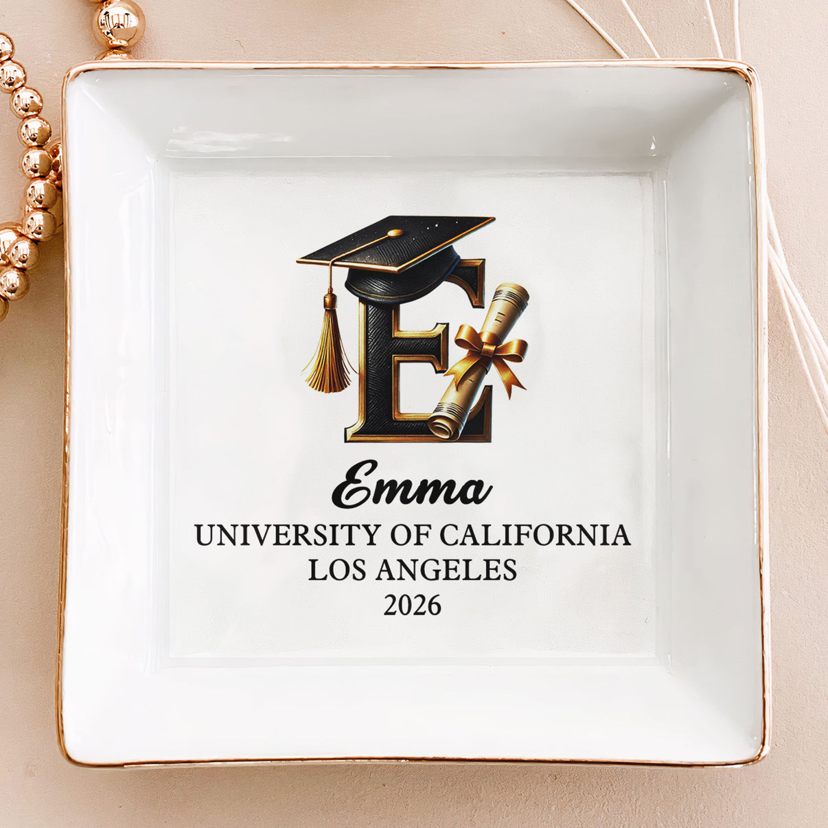 Monogram Letter Graduation Gift - Personalized Jewelry Dish – Macorner