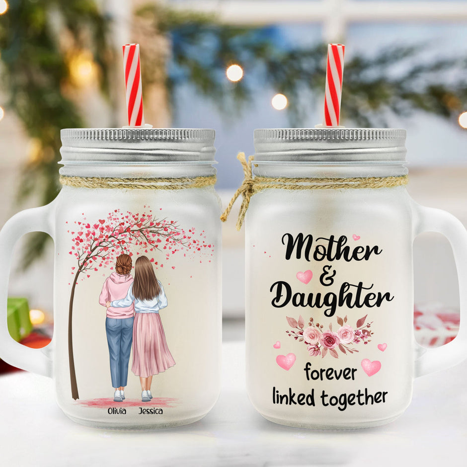 Mother And Daughters - Personalized Mason Jar Cup With Straw – Macorner