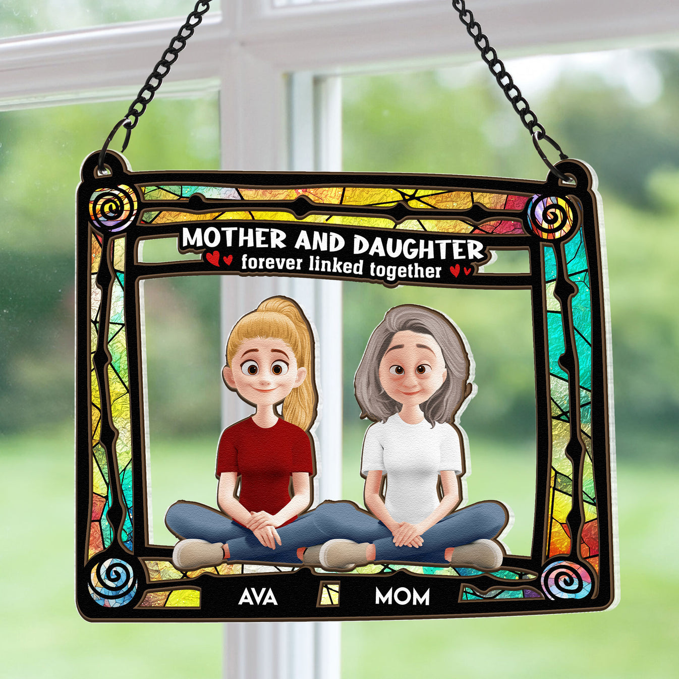 Mother And Her Children New Version - Personalized Window Hanging ...
