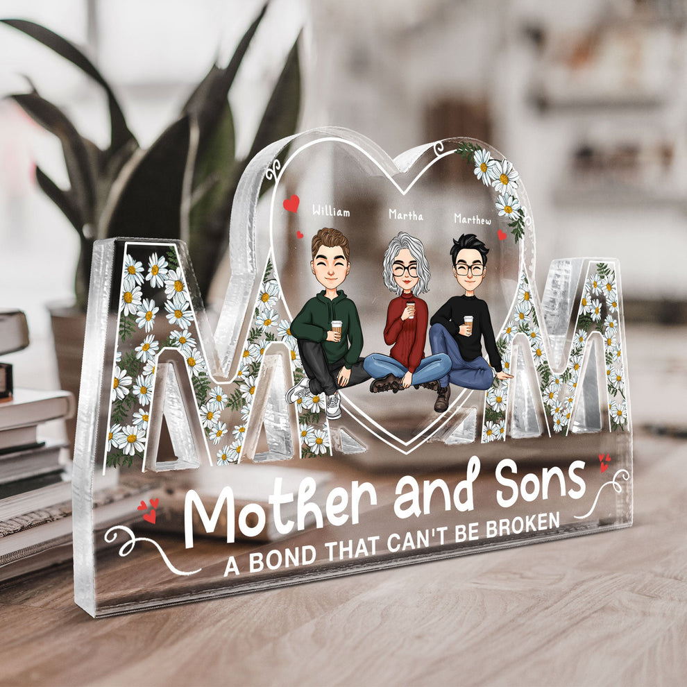 Mother And Sons - Personalized Mom Shaped Acrylic Plaque – Macorner