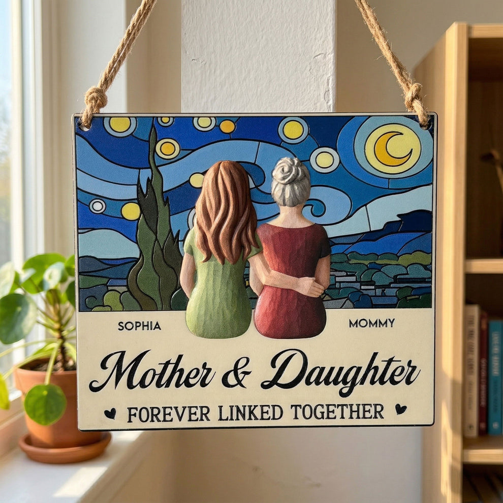 Mother & Daughter Forever Linked Together - Personalized Wood Sign ...