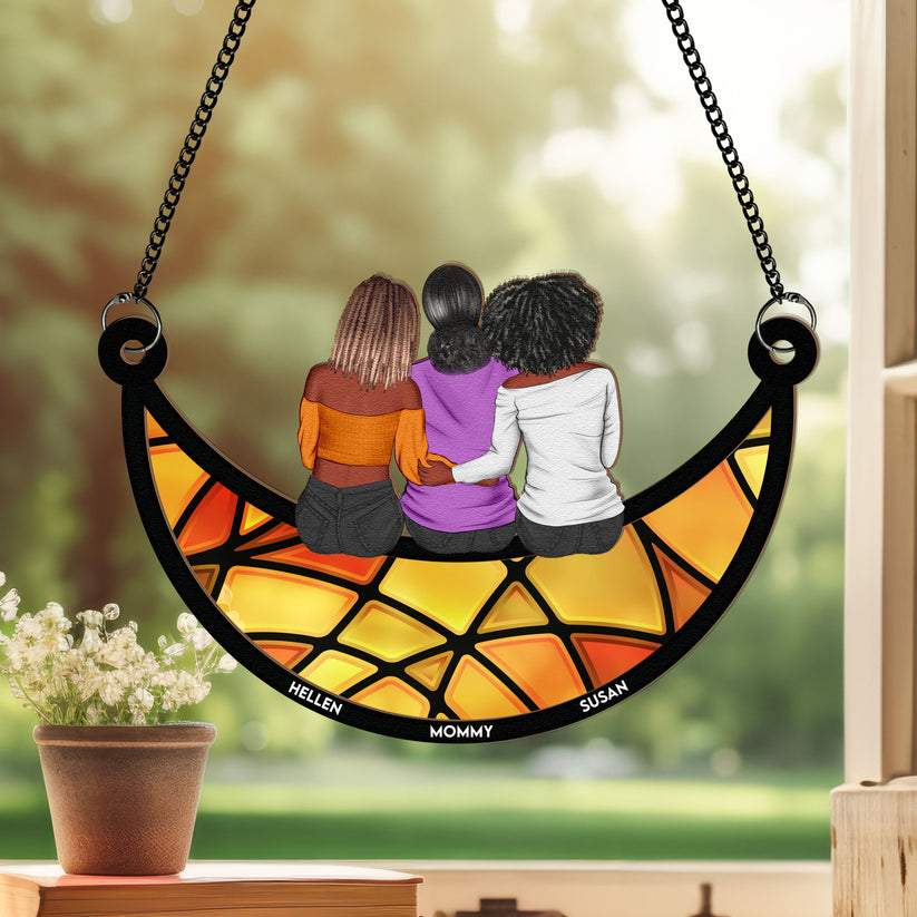 Mother & Daughter On The Moon - Personalized Window Hanging Suncatcher ...
