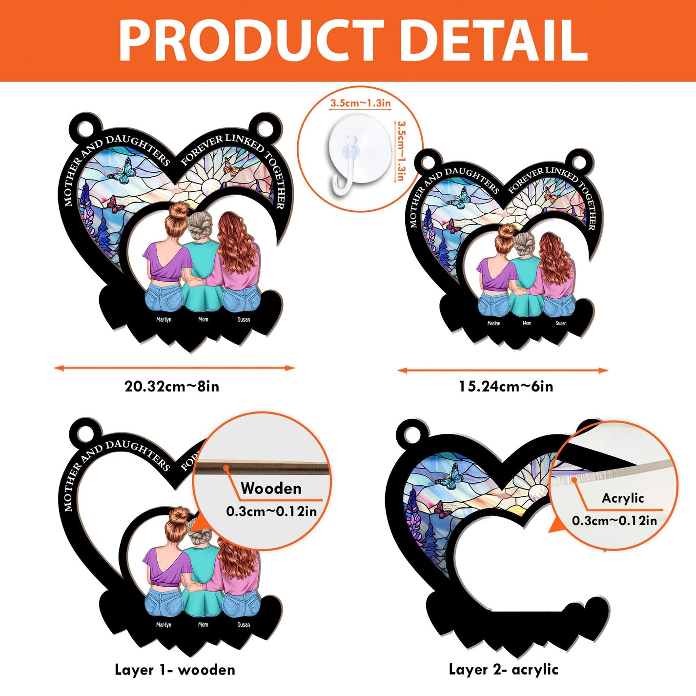 Mother And Daughters Forever Linked Together - Personalized Window ...