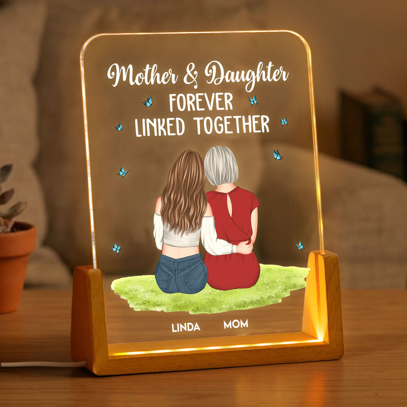 Mother & Daughter Forever Linked Together - Personalized Night Light ...