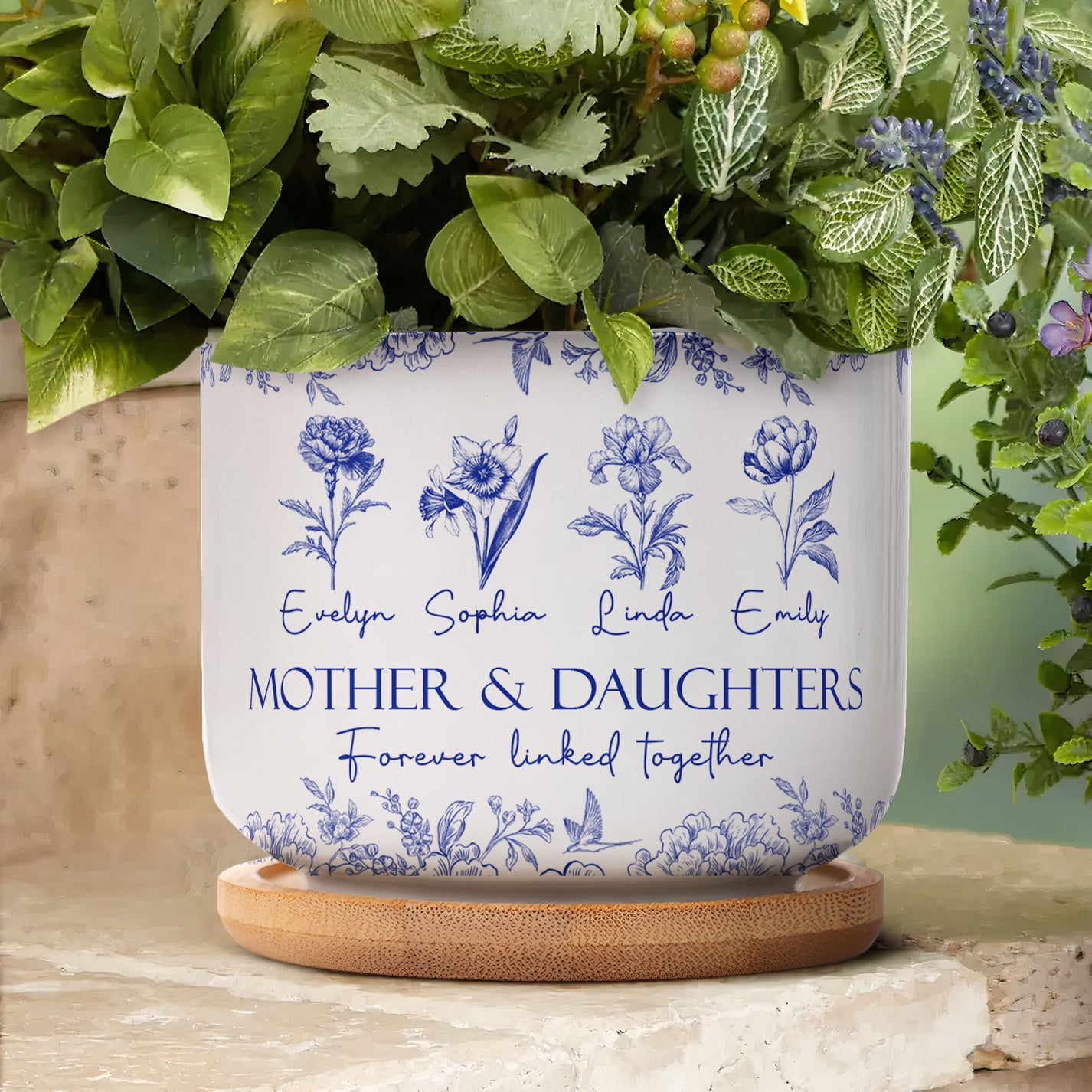 Mother & Daughters Forever Linked Together Birth Flower - Personalized ...