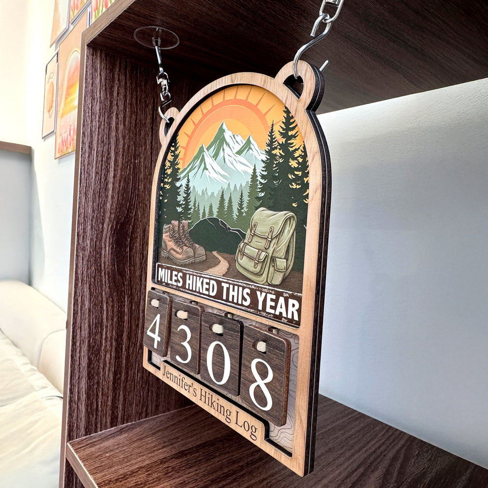 Mountain Hiking Log - Personalized Hiking Miles Tracker Sign – Macorner