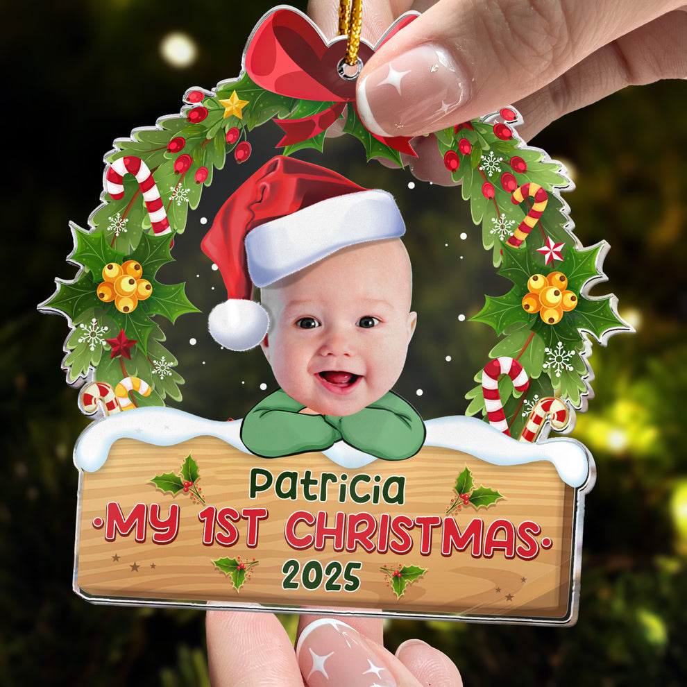 My 1st Christmas - Personalized Babys Photo First Christmas Ornament ...
