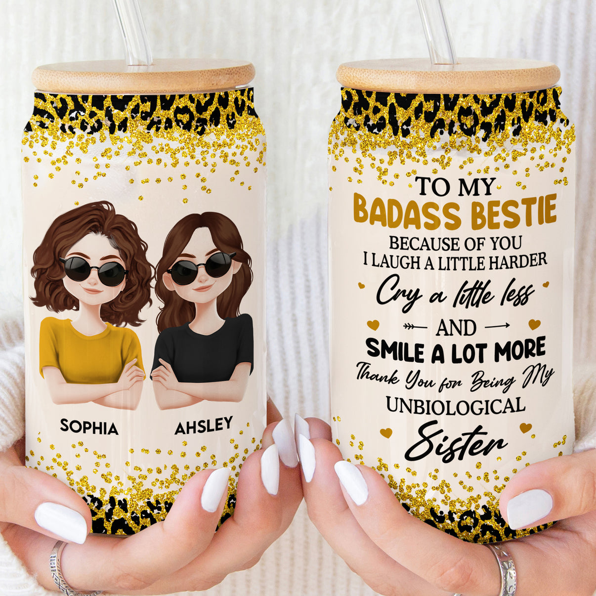 My Badass Bestie - New Version - Personalized Clear Glass Cup – Macorner