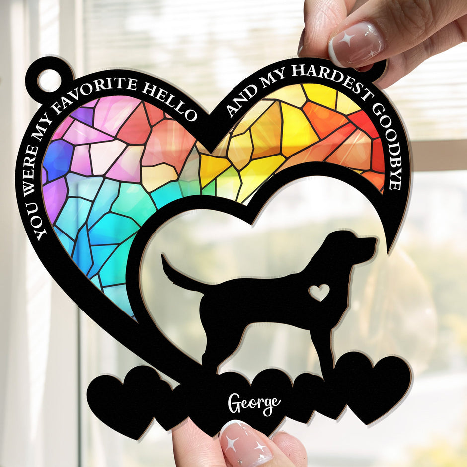 My Favorite Hello And My Hardest Goodbye - Personalized Window Hanging ...