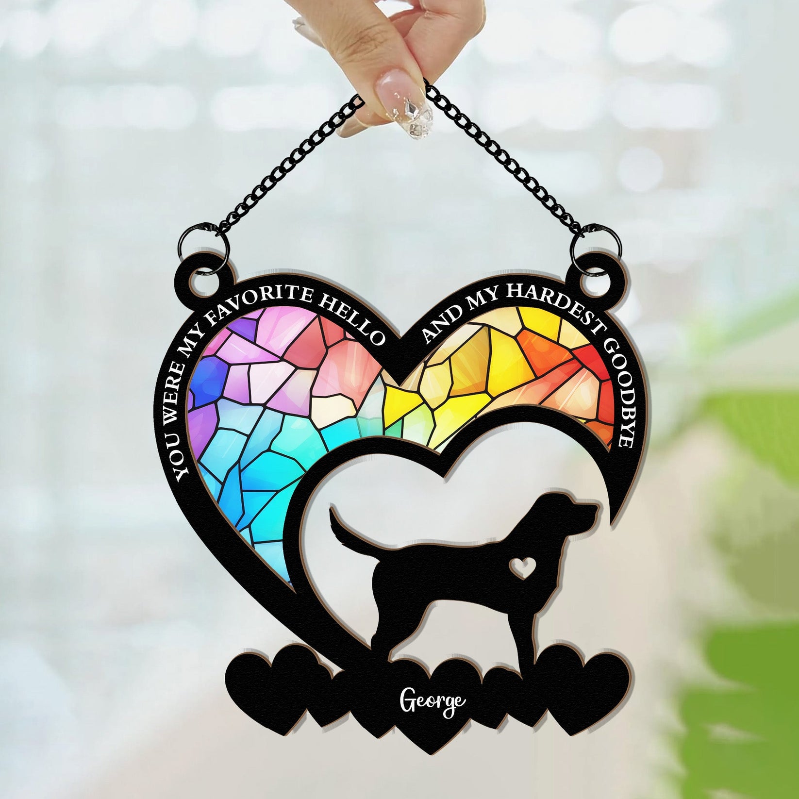 My Favorite Hello And My Hardest Goodbye - Personalized Window Hanging ...