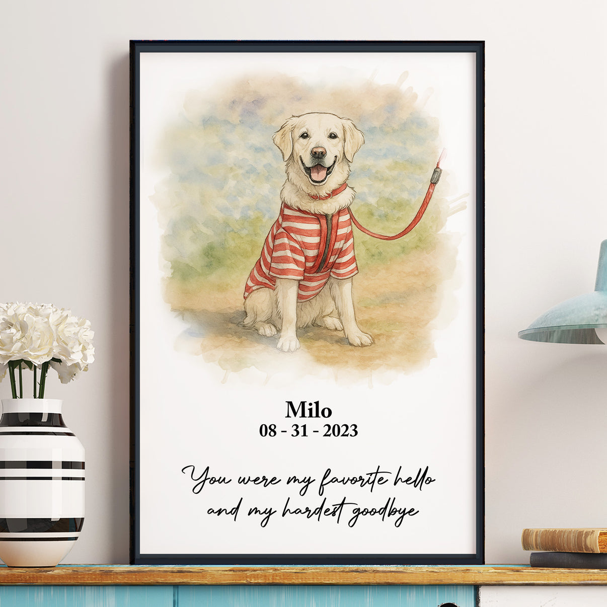 My Favorite Hello & Hardest Goodbye Memorial Pet Watercolor ...