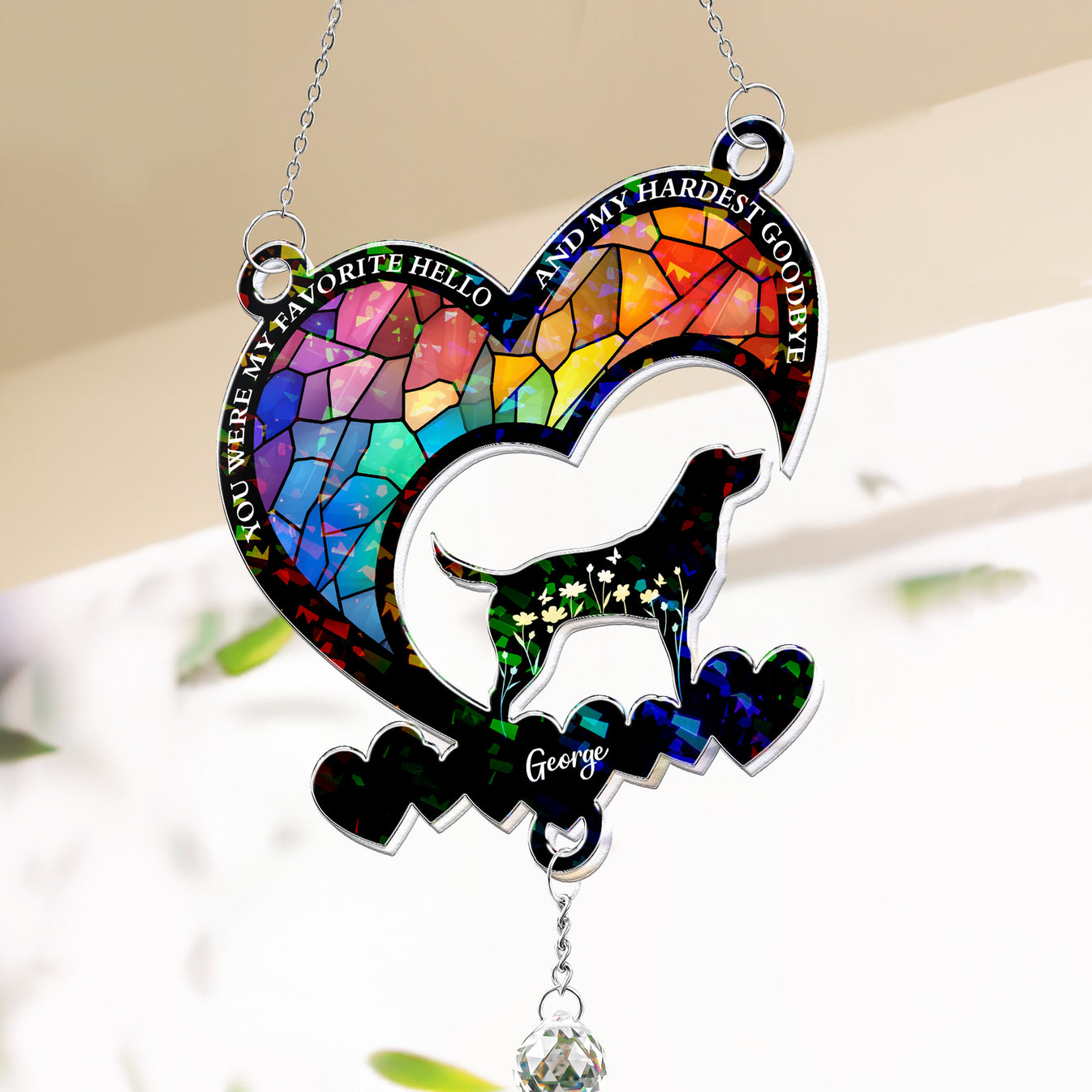 My Favorite Hello & Hardest Goodbye - Personalized Acrylic Suncatcher With Crystal Ball Prism ...