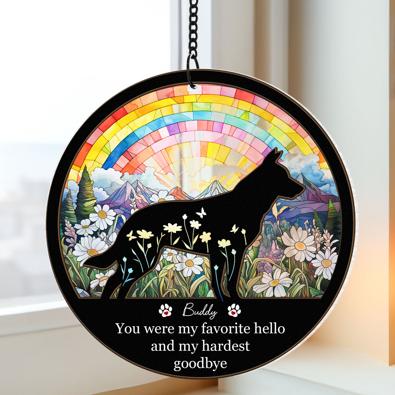 My Favorite Hello & Hardest Goodbye - Personalized Window Hanging ...