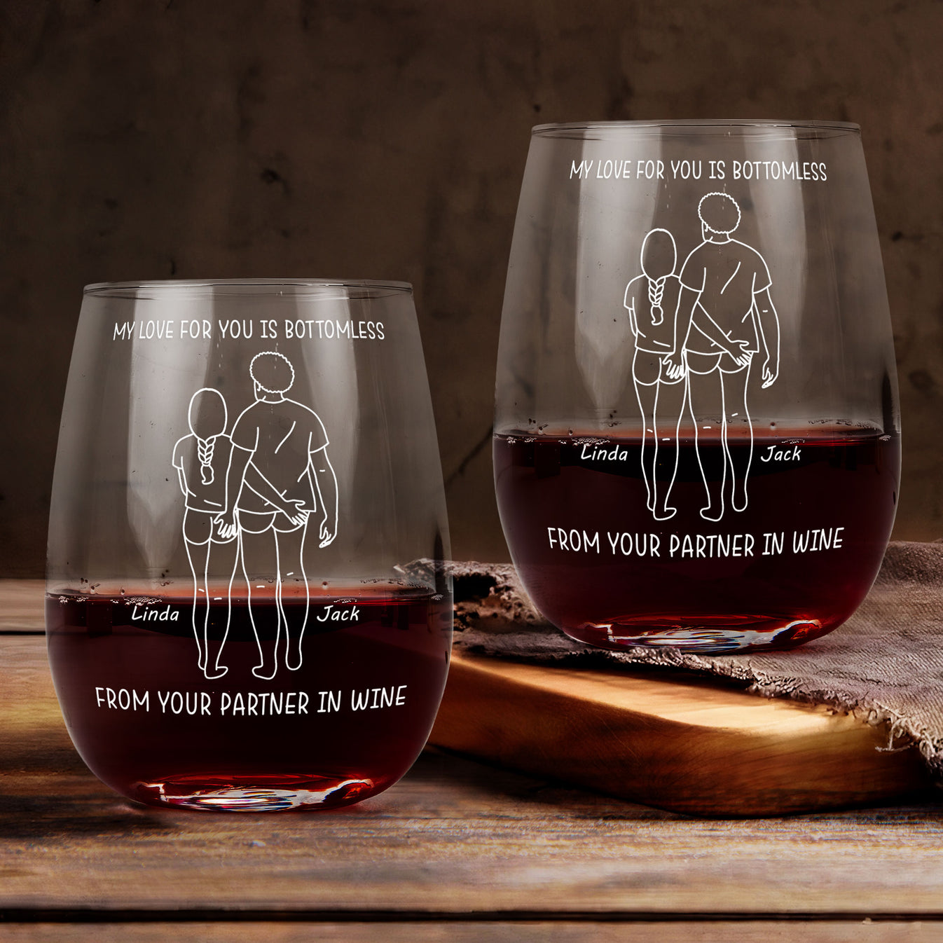 My Love For You Is Bottomless Partner In Wine - Personalized Stemless ...