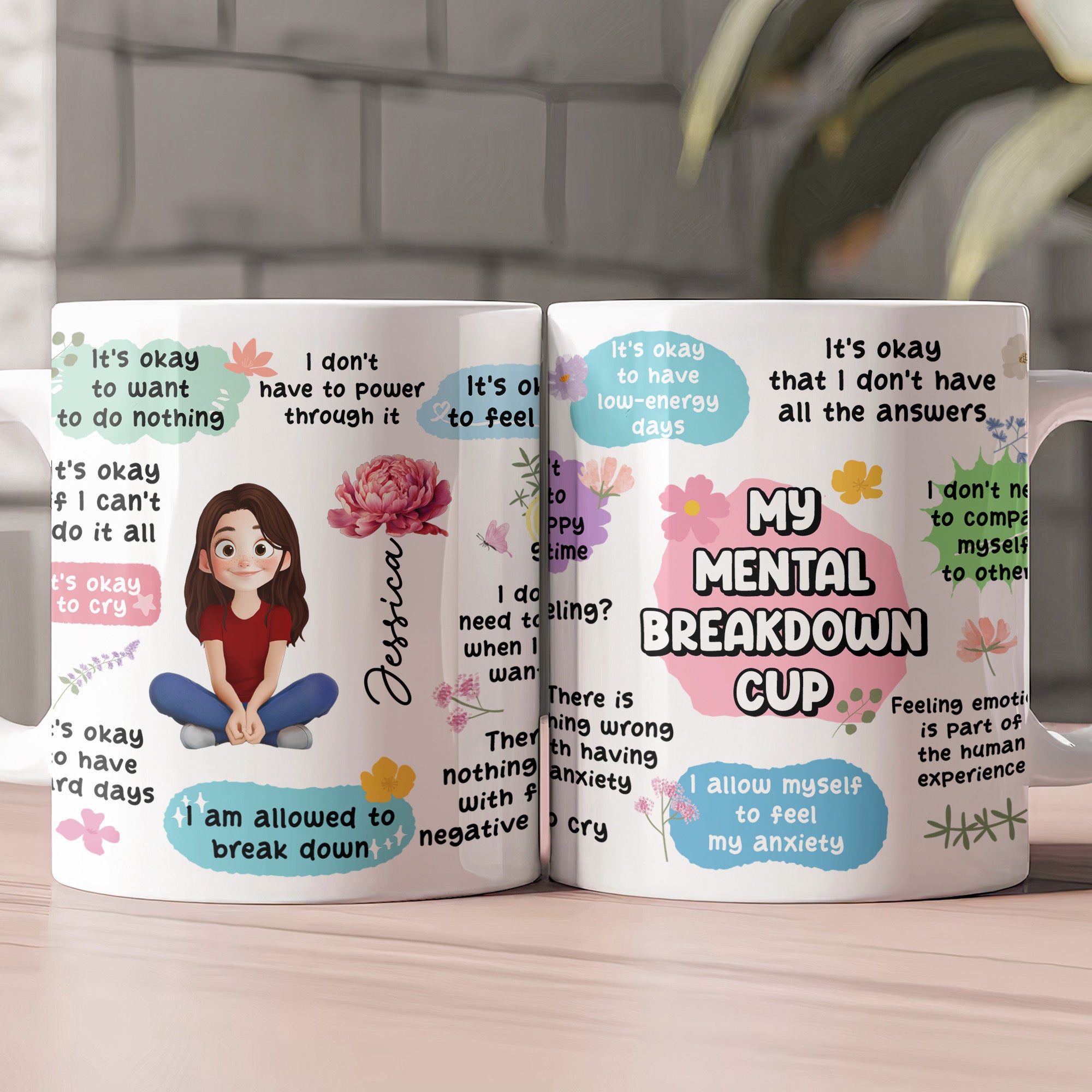 My Mental Breakdown Cup Cartoon With Birth Flower - Personalized Mug ...