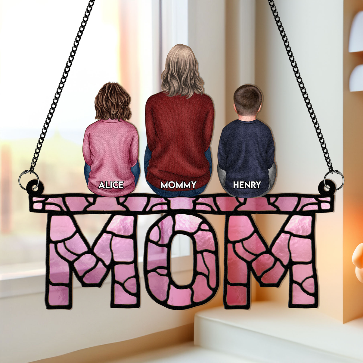 Mom & Children - Personalized Window Hanging Suncatcher Ornament – Macorner