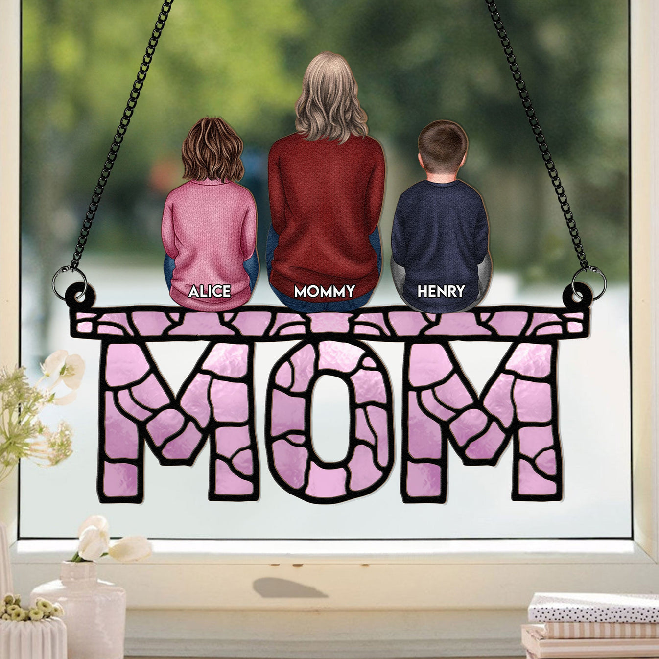 Mother's Day Gifts, Mom & Children - Personalized Window Hanging Sunca ...