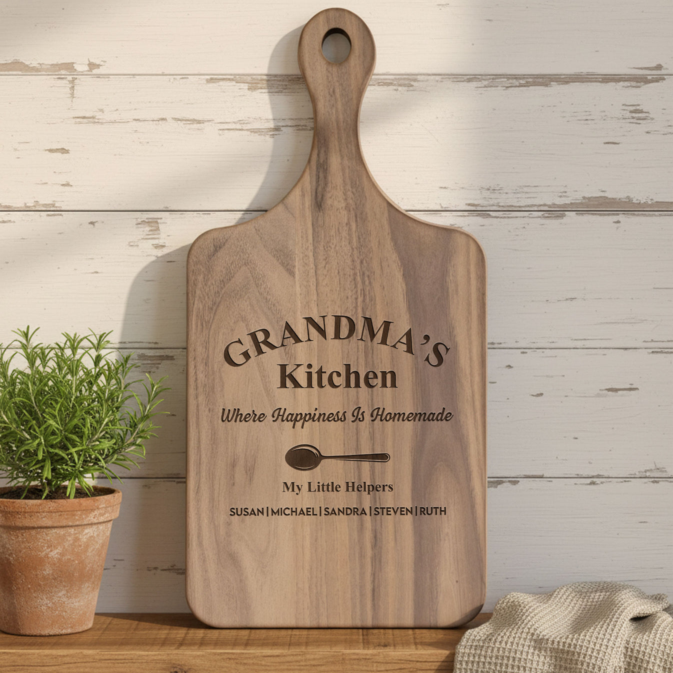 Nana's Kitchen Where Happiness Is Homemade - Personalized Paddle Cutti ...