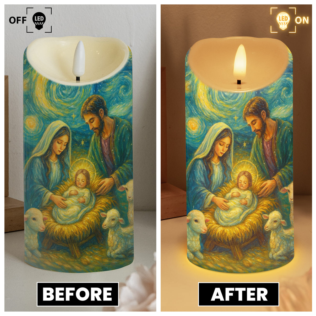 Nativity Scene Christmas Starry Night Van Gogh Style - Personalized LE ...