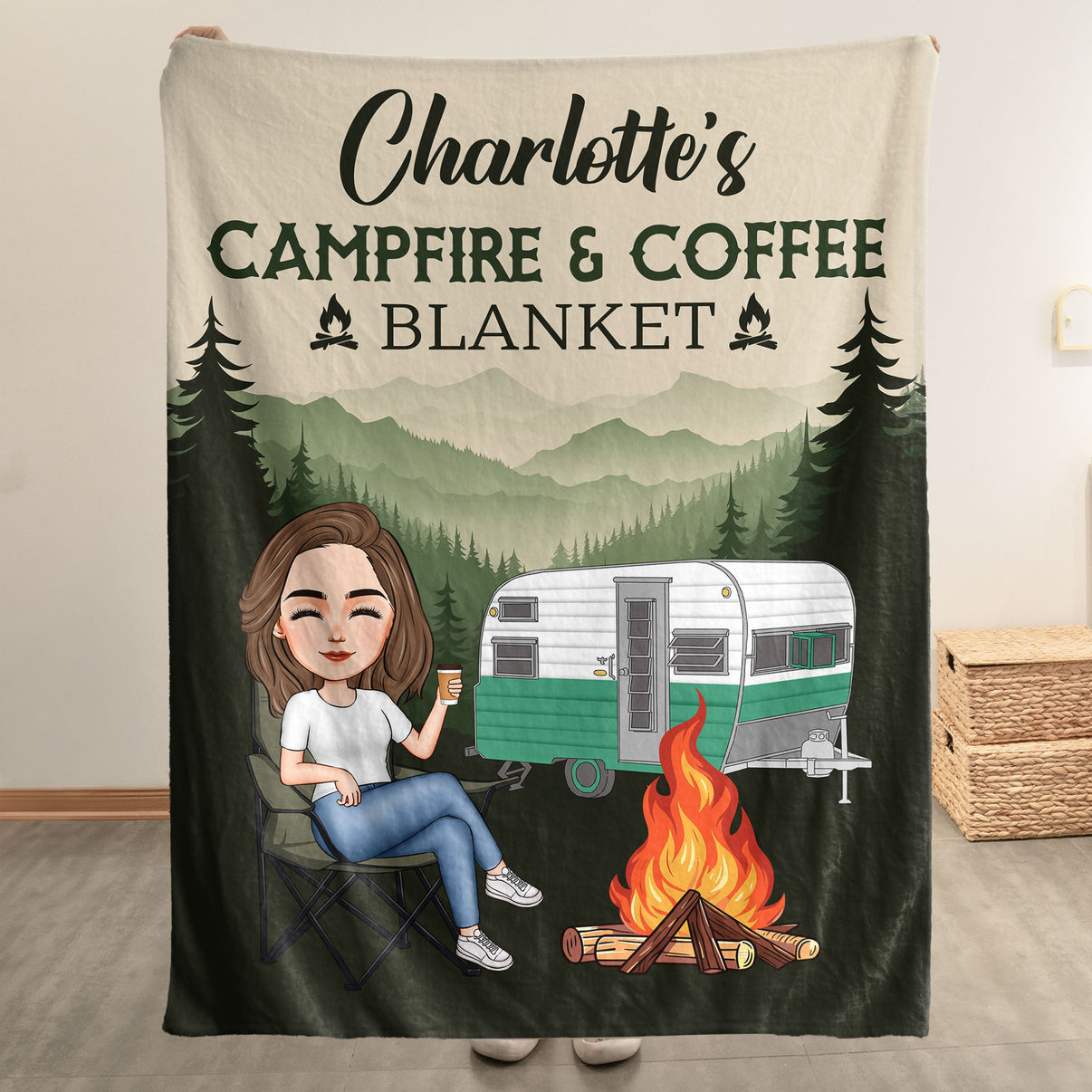 New Version Campfire And Coffee Blanket - Personalized Blanket – Macorner