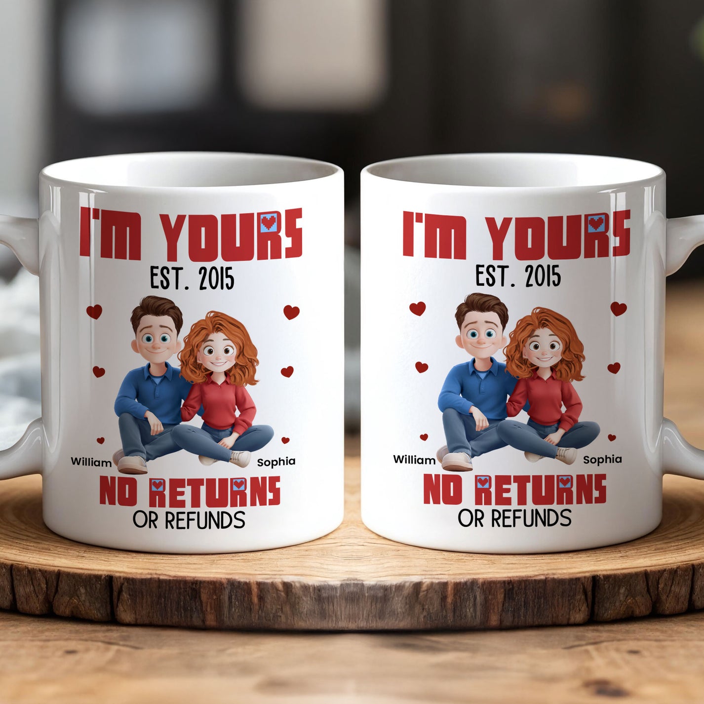 New Version Cartoon Couple I'm Yours No Returns Or Refunds - Personali ...