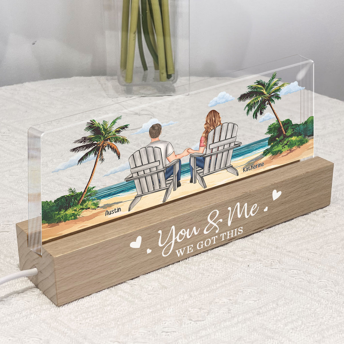 New Version You & Me We Got This Beach Scene - Personalized LED Night ...