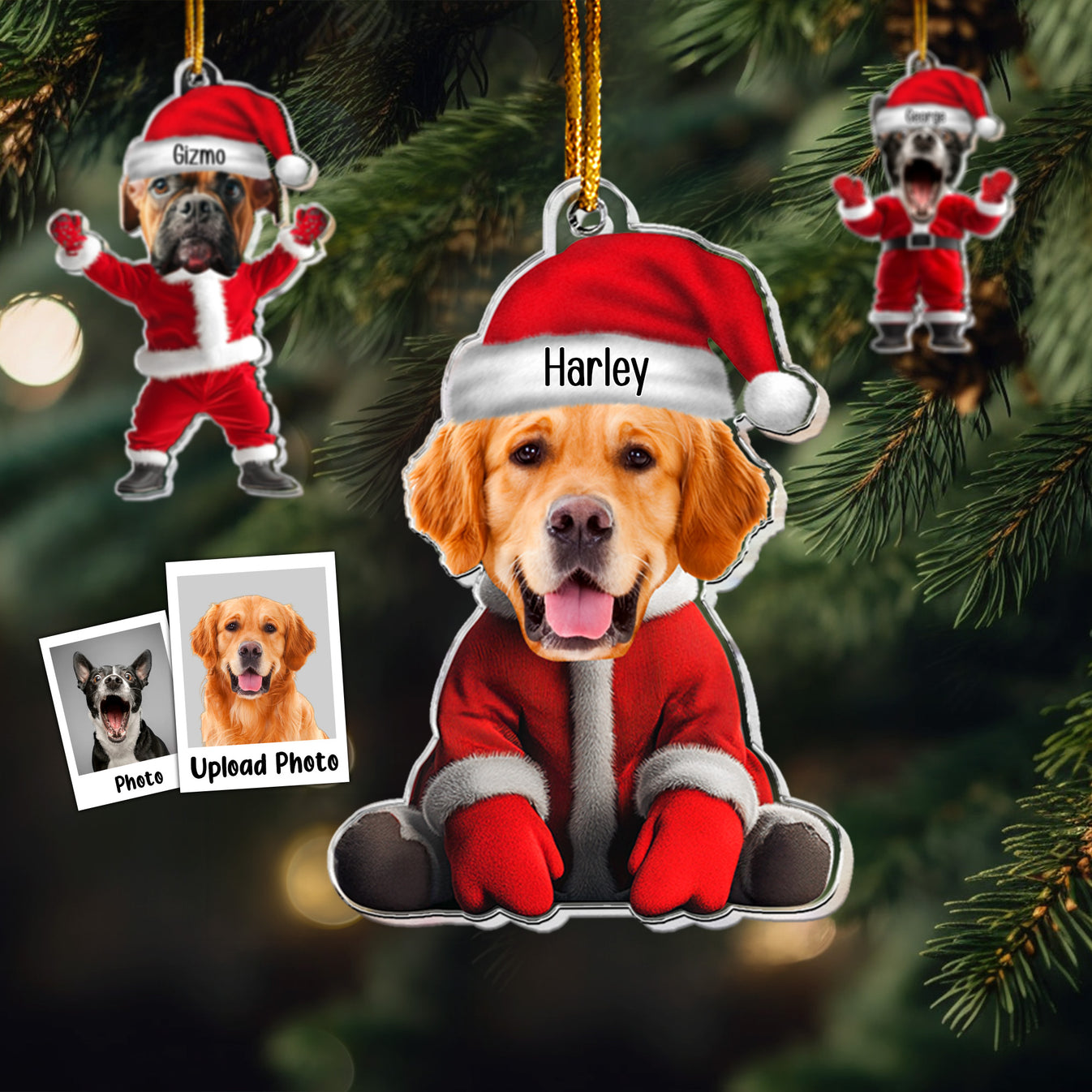 Ornament Custom Face For Pet Loves Funny - Personalized Acrylic Photo ...