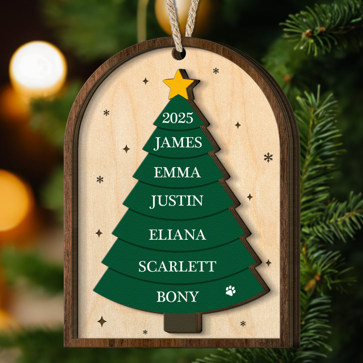 Our Family Christmas Tree Name 2 Layers Christmas Ornament - Personali ...
