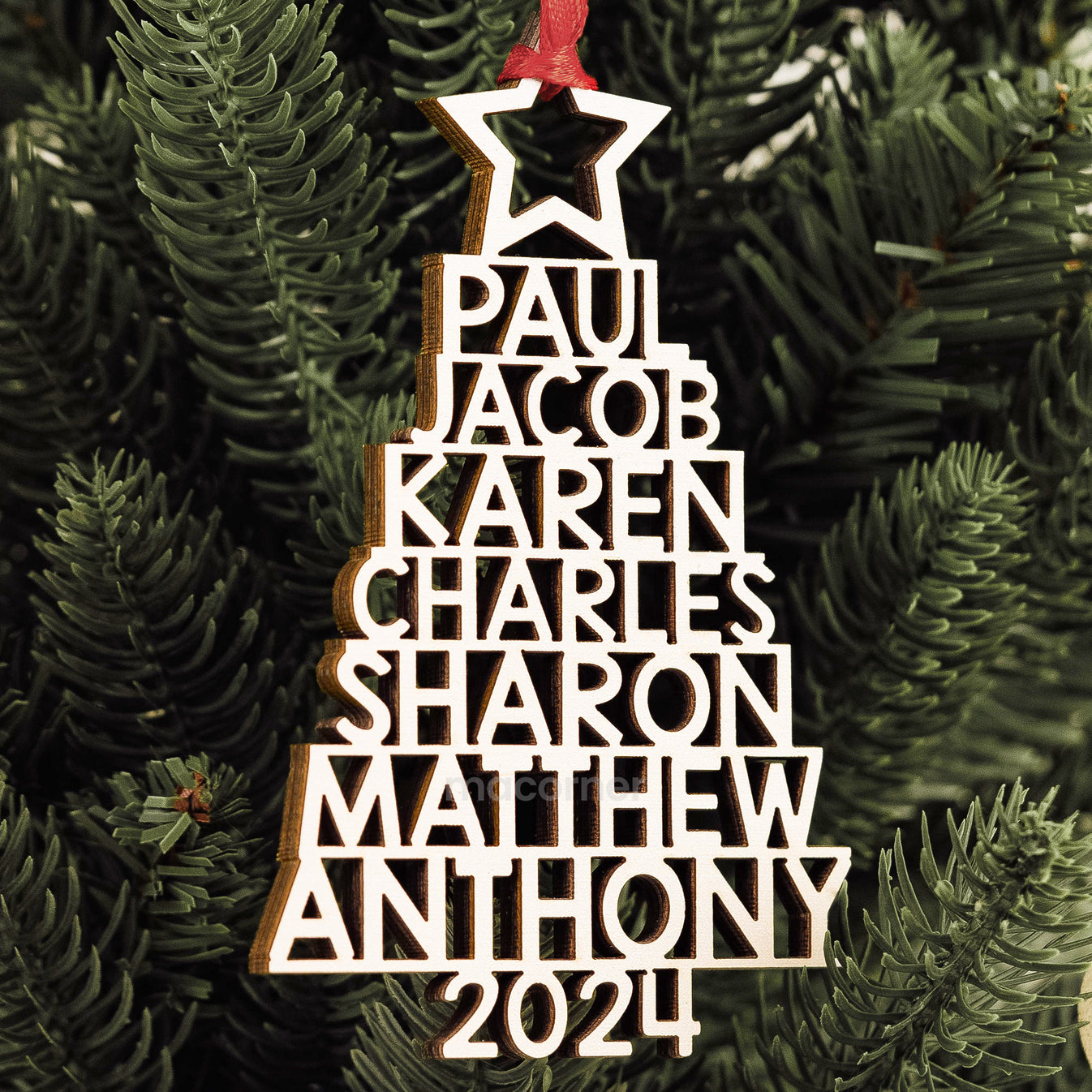 Custom Family Names 2024 Christmas Tree Ornament Up To 14 Names ...