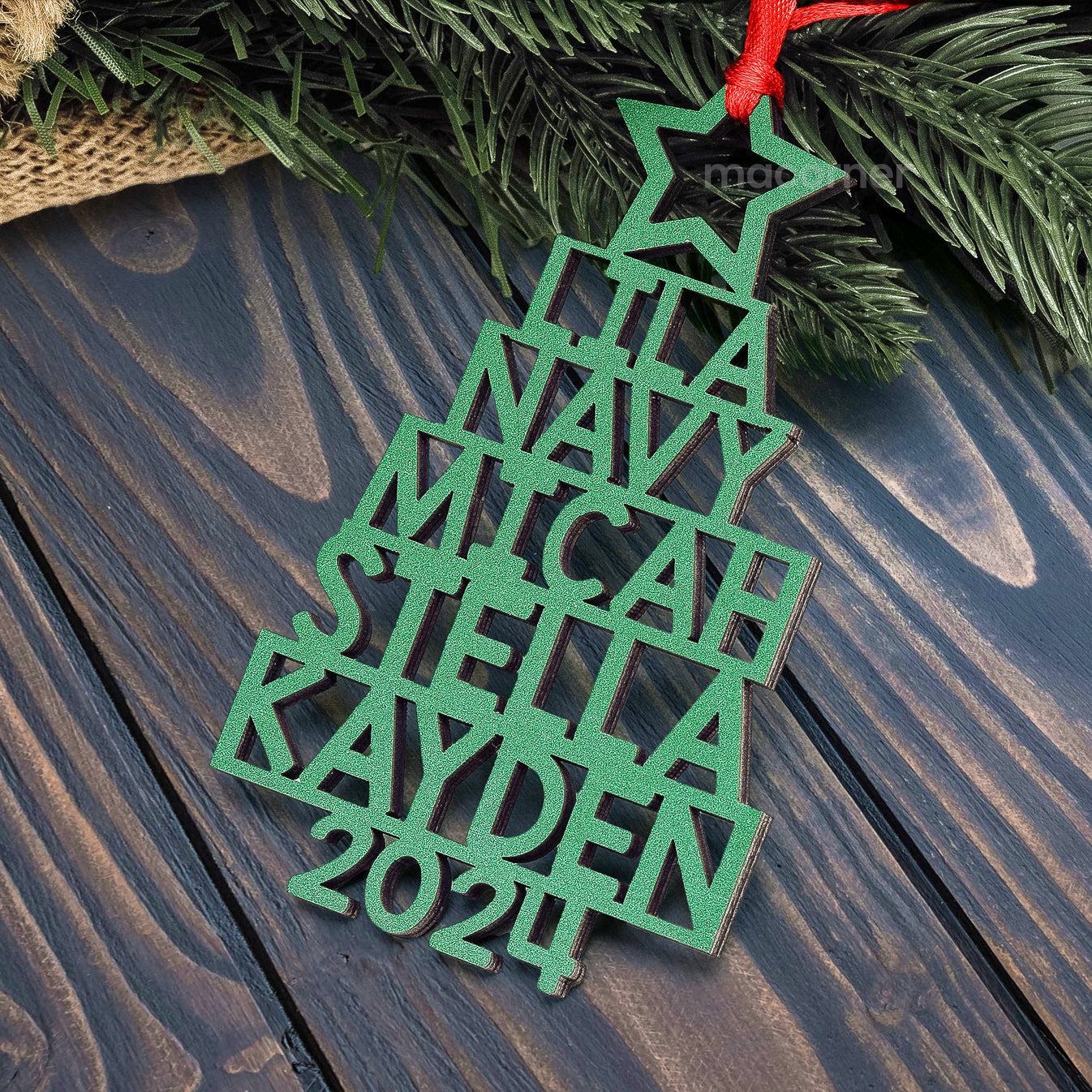 Custom Family Names 2024 Christmas Tree Ornament Up To 14 Names ...