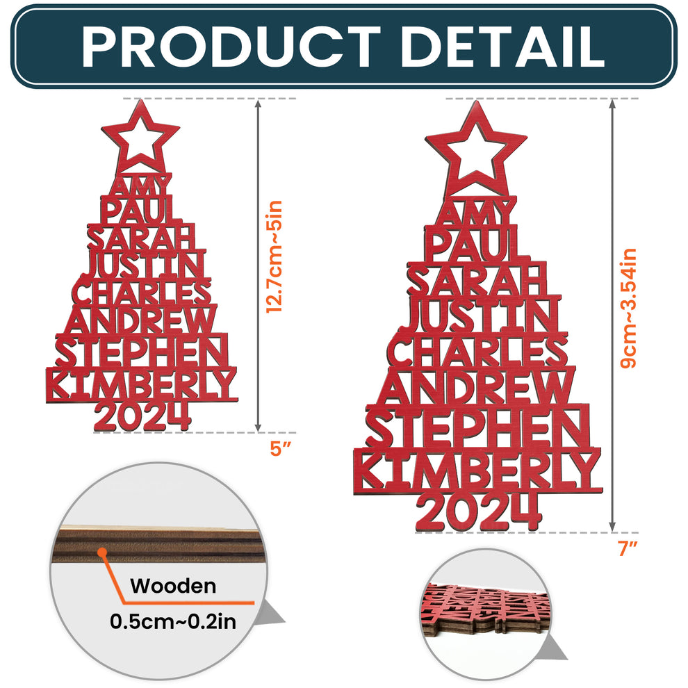Custom Family Names 2024 Christmas Tree Ornament Up To 14 Names ...