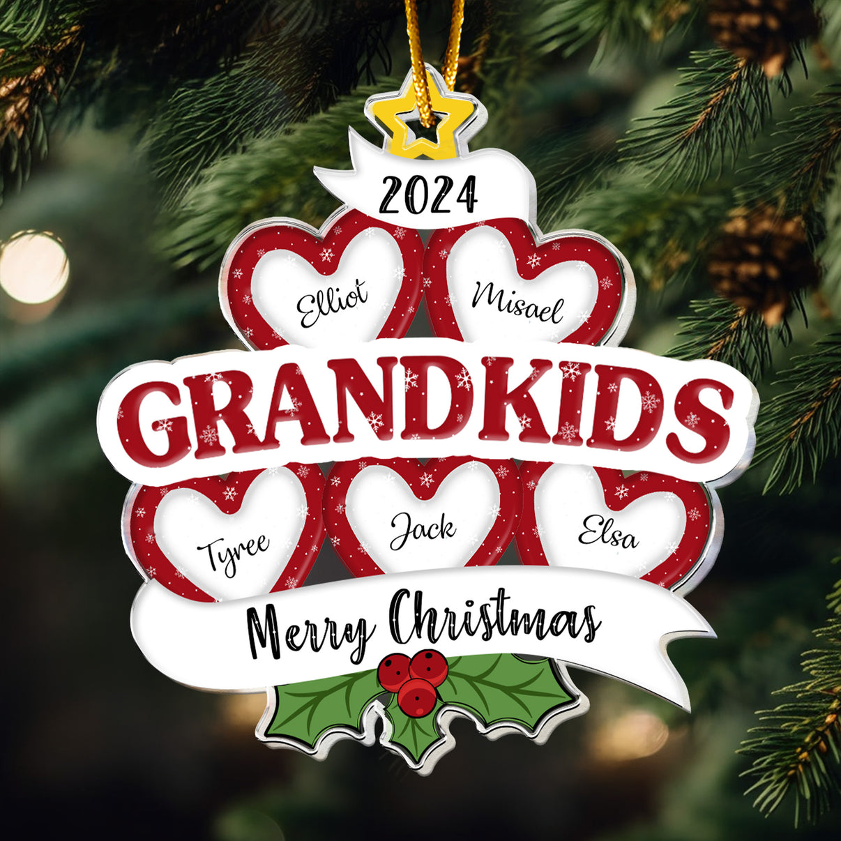 Our Grandkids Christmas Tree Shaped - Personalized Acrylic Ornament ...