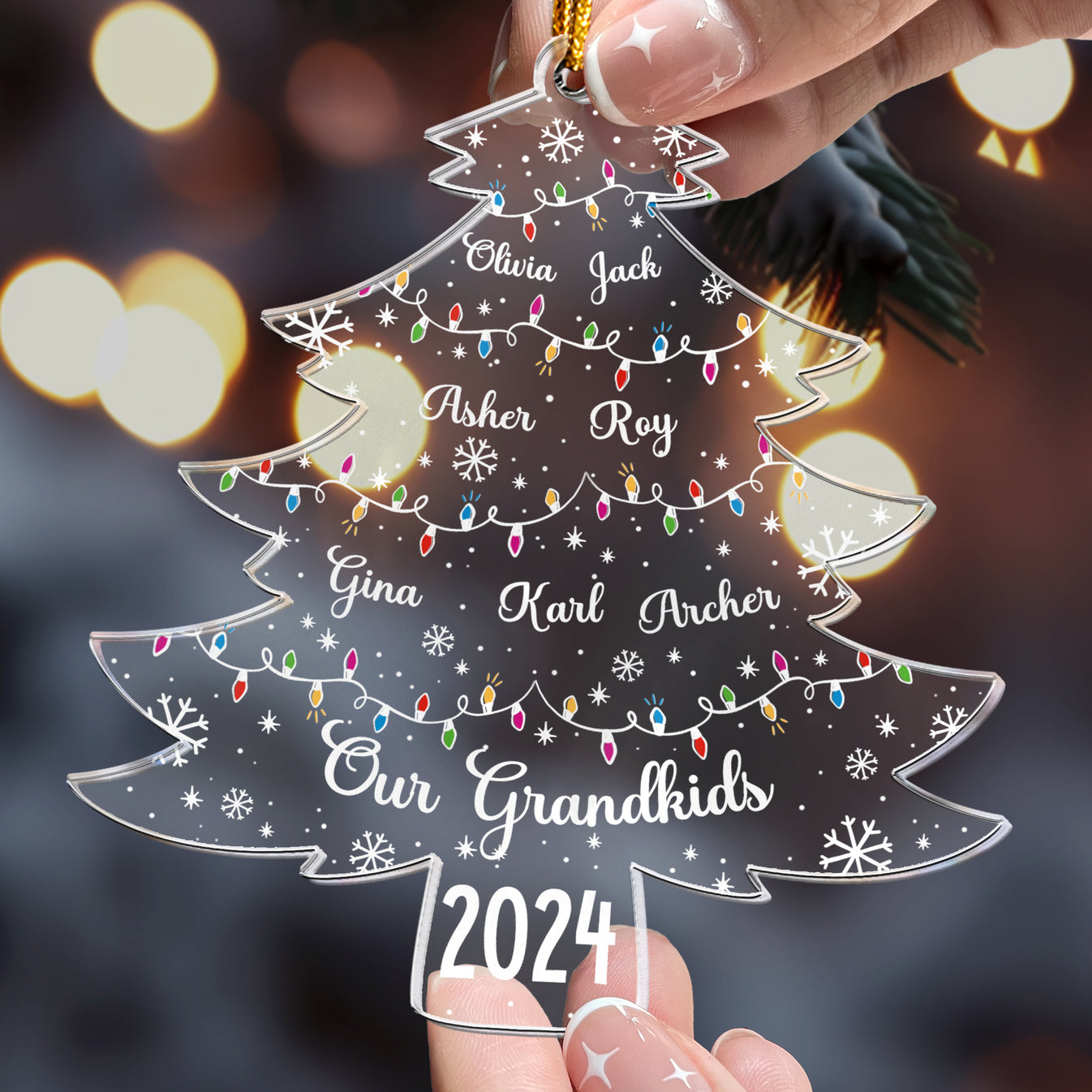 Our Grandkids Tree With Names - Personalized Acrylic Ornament - Gift ...