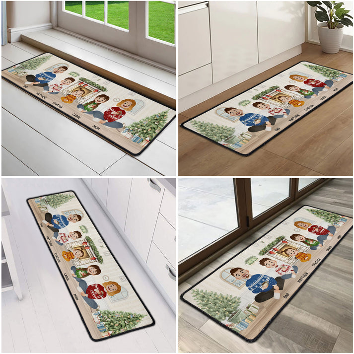 Our Christmas Family Sitting Vintage Style - Personalized Runner Rug ...