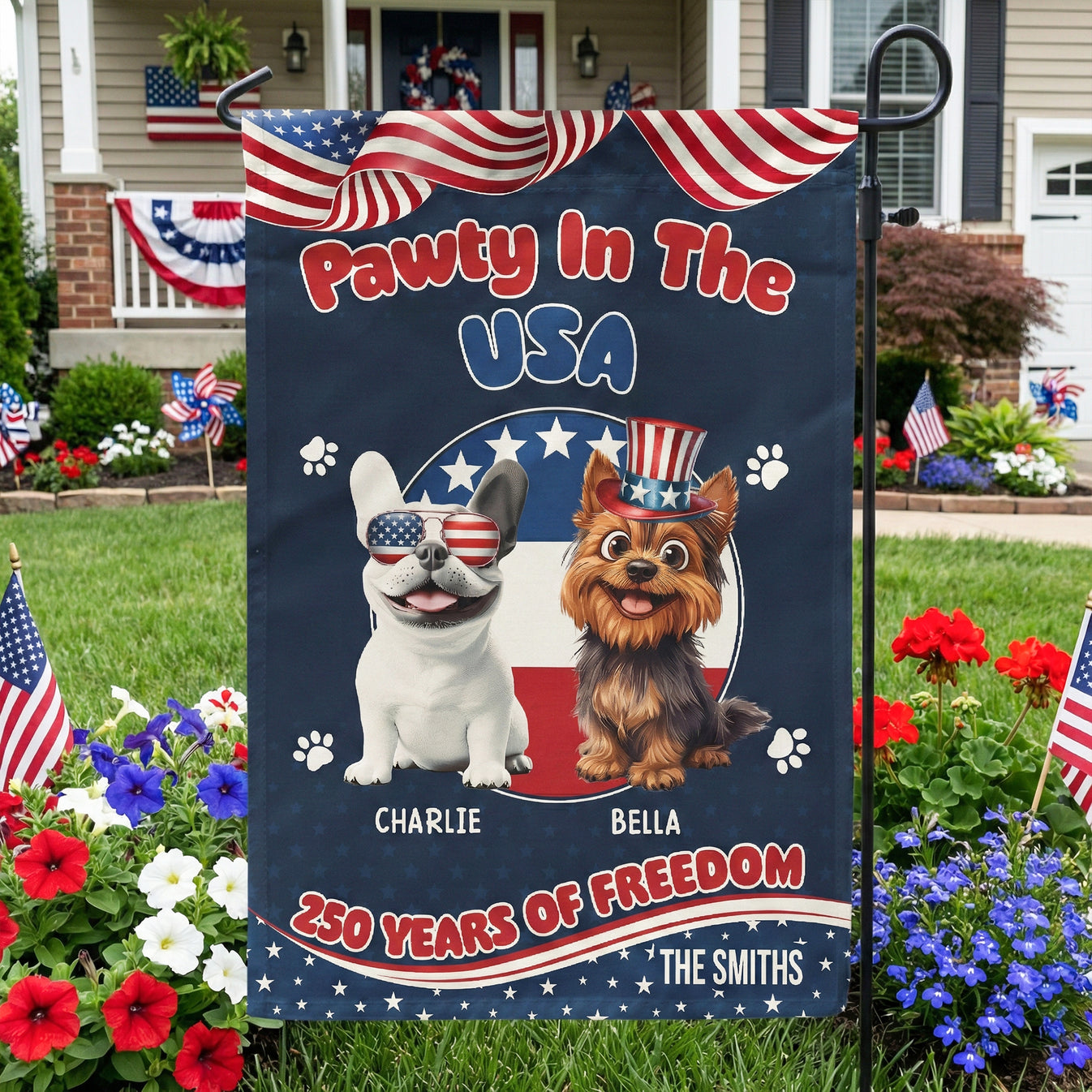 Pawty In The USA 250 Years Of Freedom - Personalized Flag – Macorner
