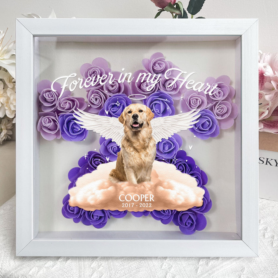 Pet Loss - Paw Print - Personalized Flower Shadow Box – Macorner