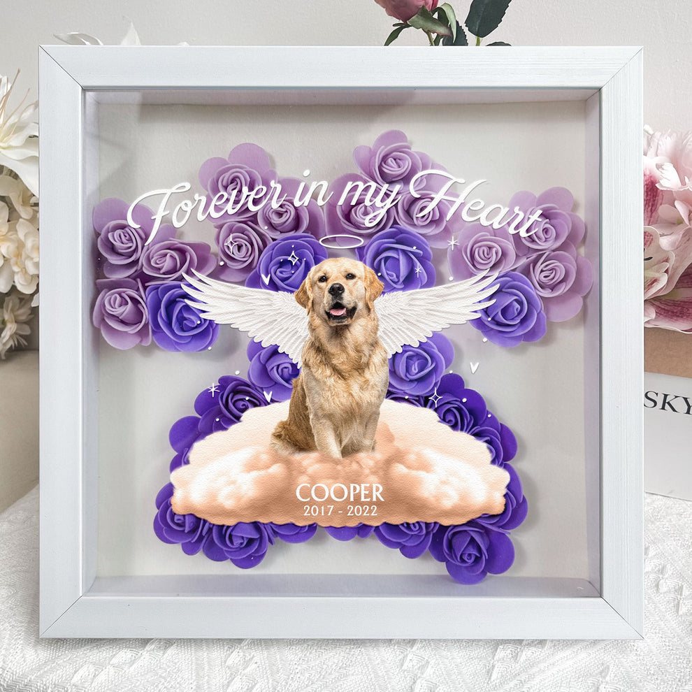 Pet Loss - Paw Print - Personalized Flower Shadow Box – Macorner