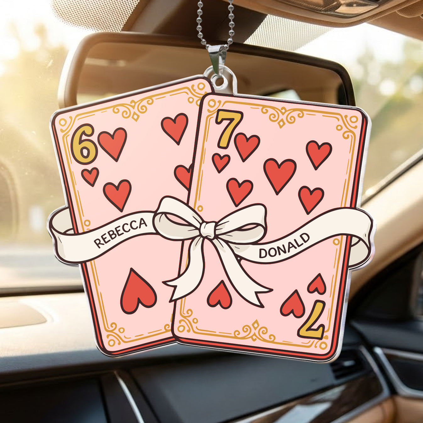 Playing Cards Valentine 6 7 - Personalized Rear View Mirror Accessory ...