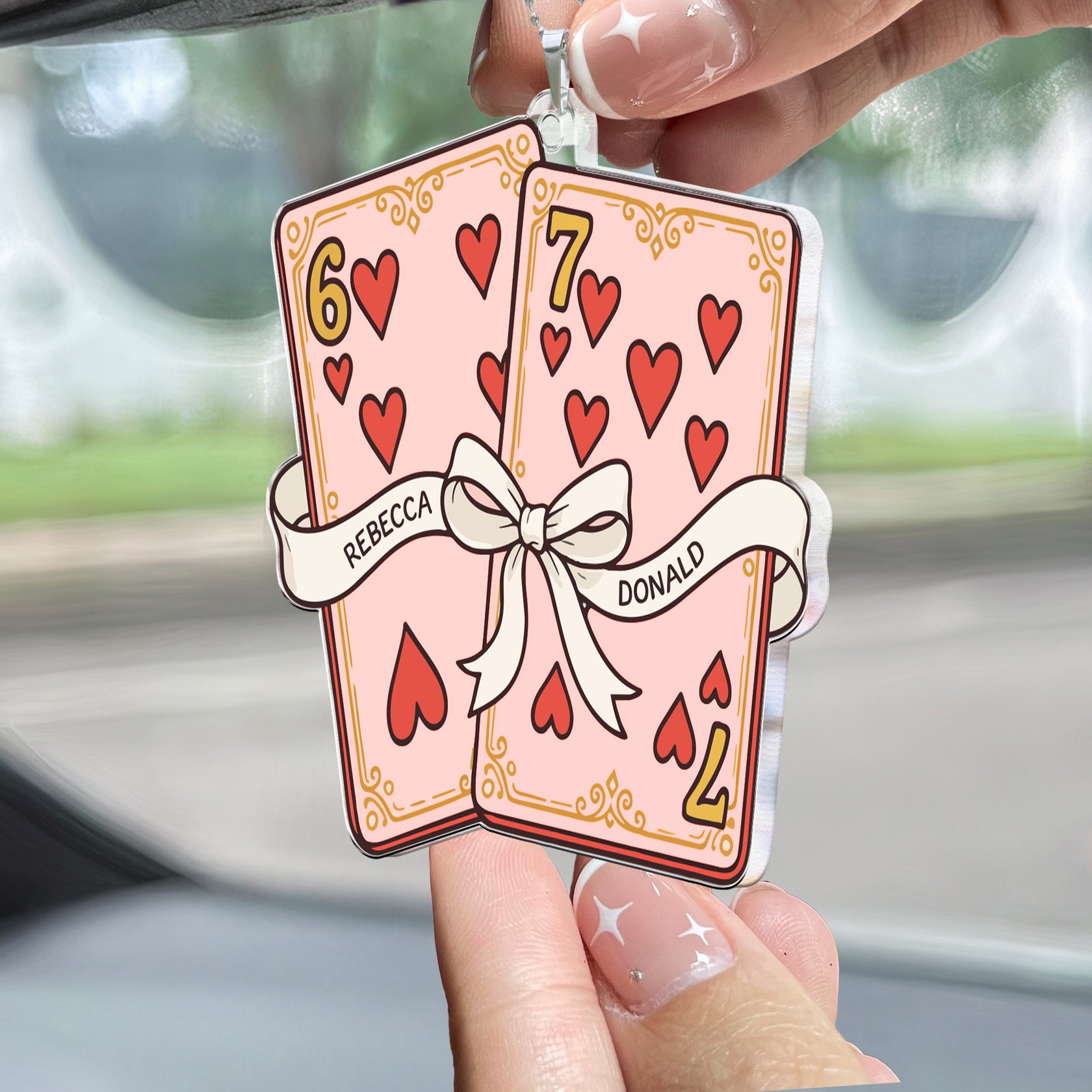 Playing Cards Valentine 6 7 - Personalized Rear View Mirror Accessory ...