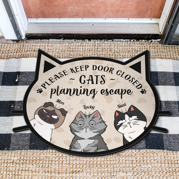 Please Keep Door Closed Cats Planning Escape - Personalized Doormat ...