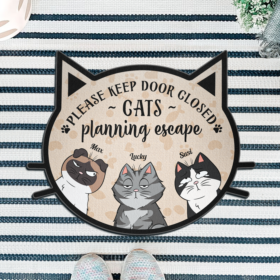Please Keep Door Closed Cats Planning Escape - Personalized Doormat ...