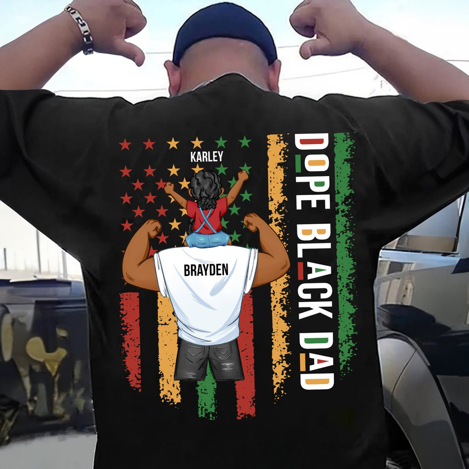Proud As Dope Black Dad - Personalized Back Printed Shirt – Macorner