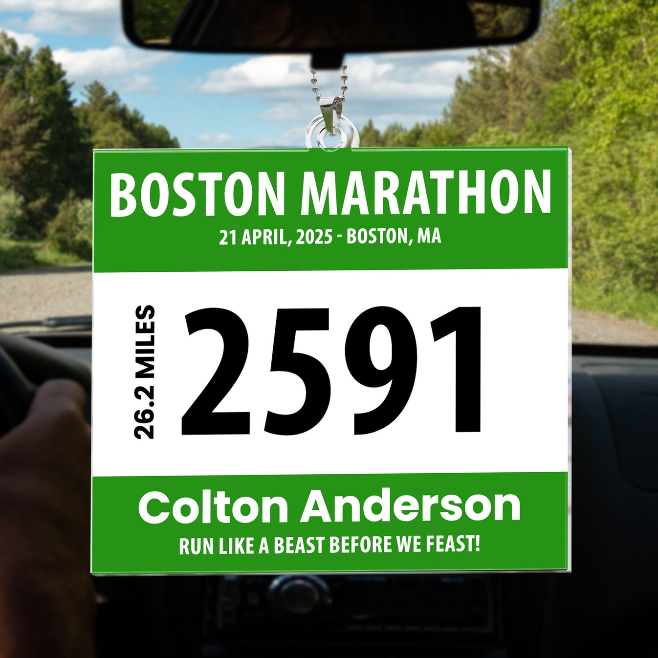 Race Bib For Runner - Personalized Rear View Mirror Accessory – Macorner
