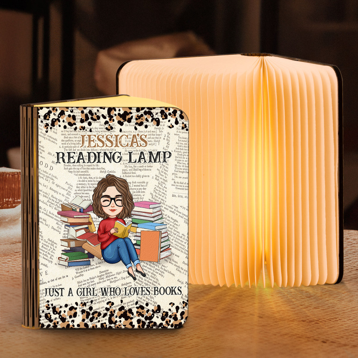 Reading Lamp Just A Girl Who Loves Books - Personalized Book Lamp ...