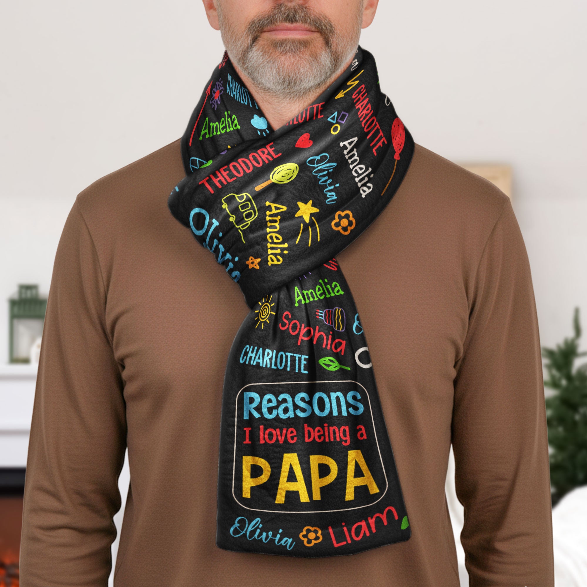Reasons I Love Being A Papa - Personalized Fleece Scarf – Macorner