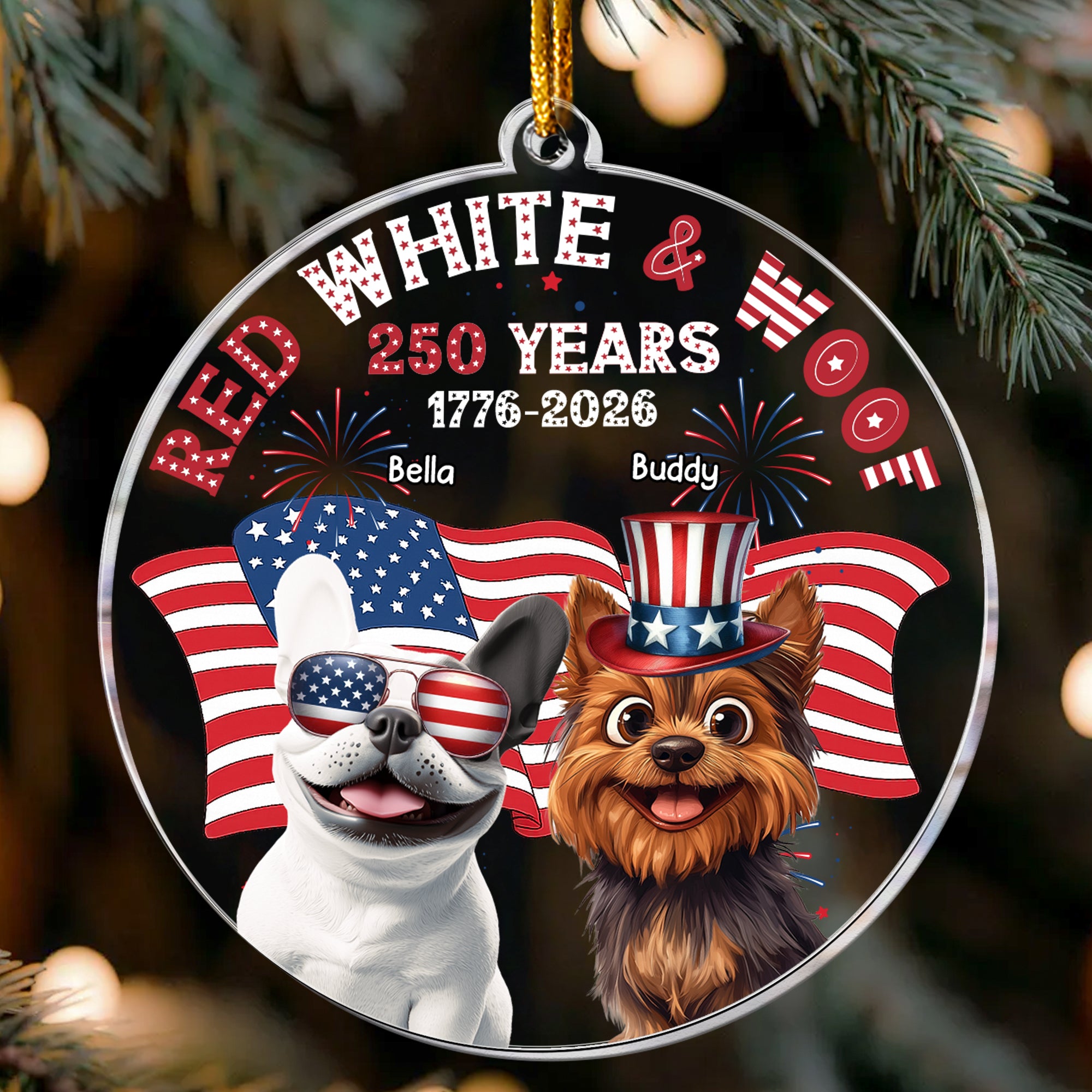 Red White Woof - Personalized Acrylic Ornament – Macorner