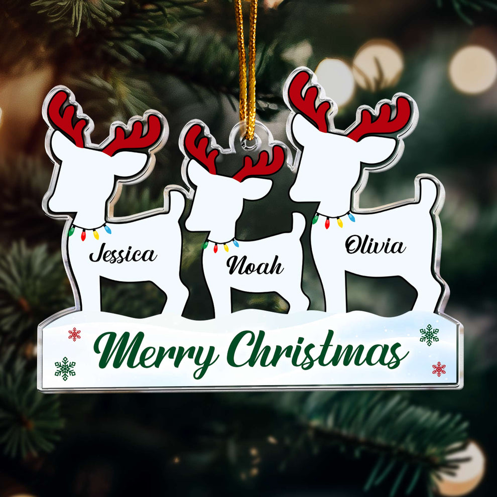 Reindeer Family Christmas - Personalized Acrylic Ornament – Macorner