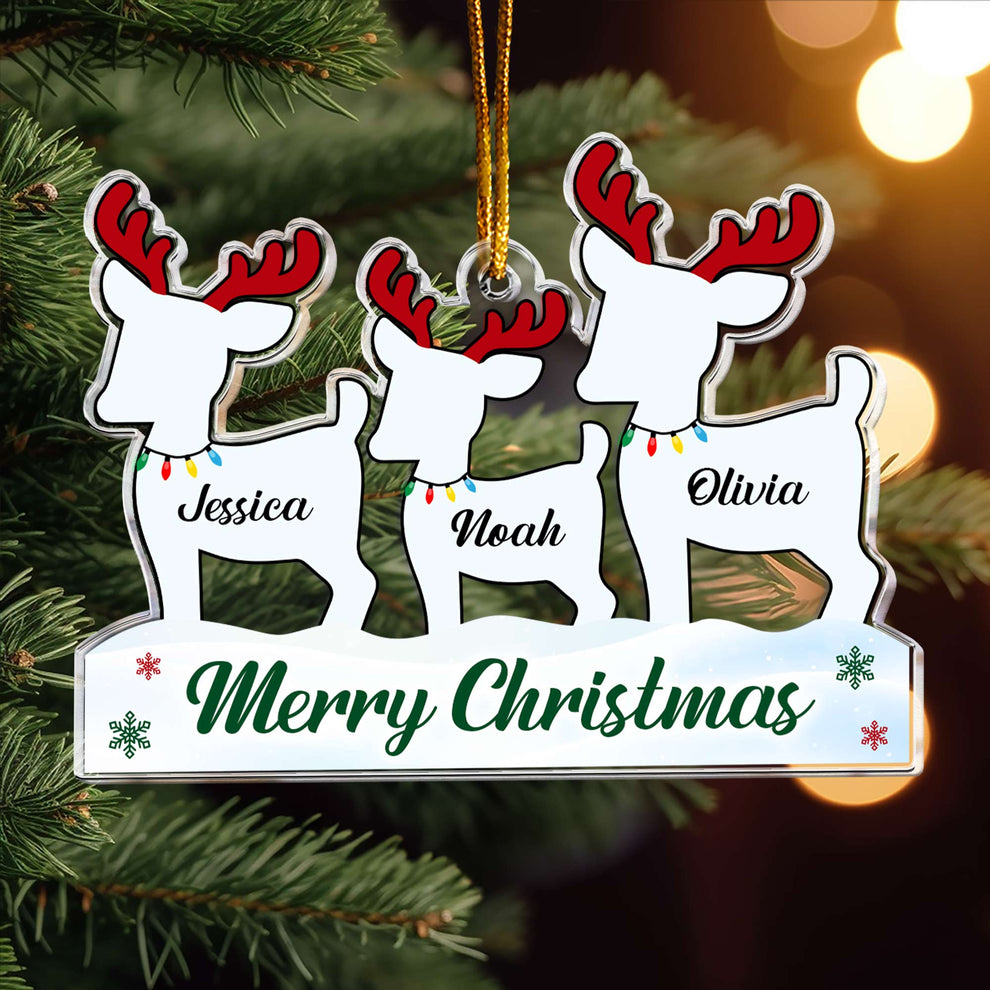 Reindeer Family Christmas - Personalized Acrylic Ornament – Macorner